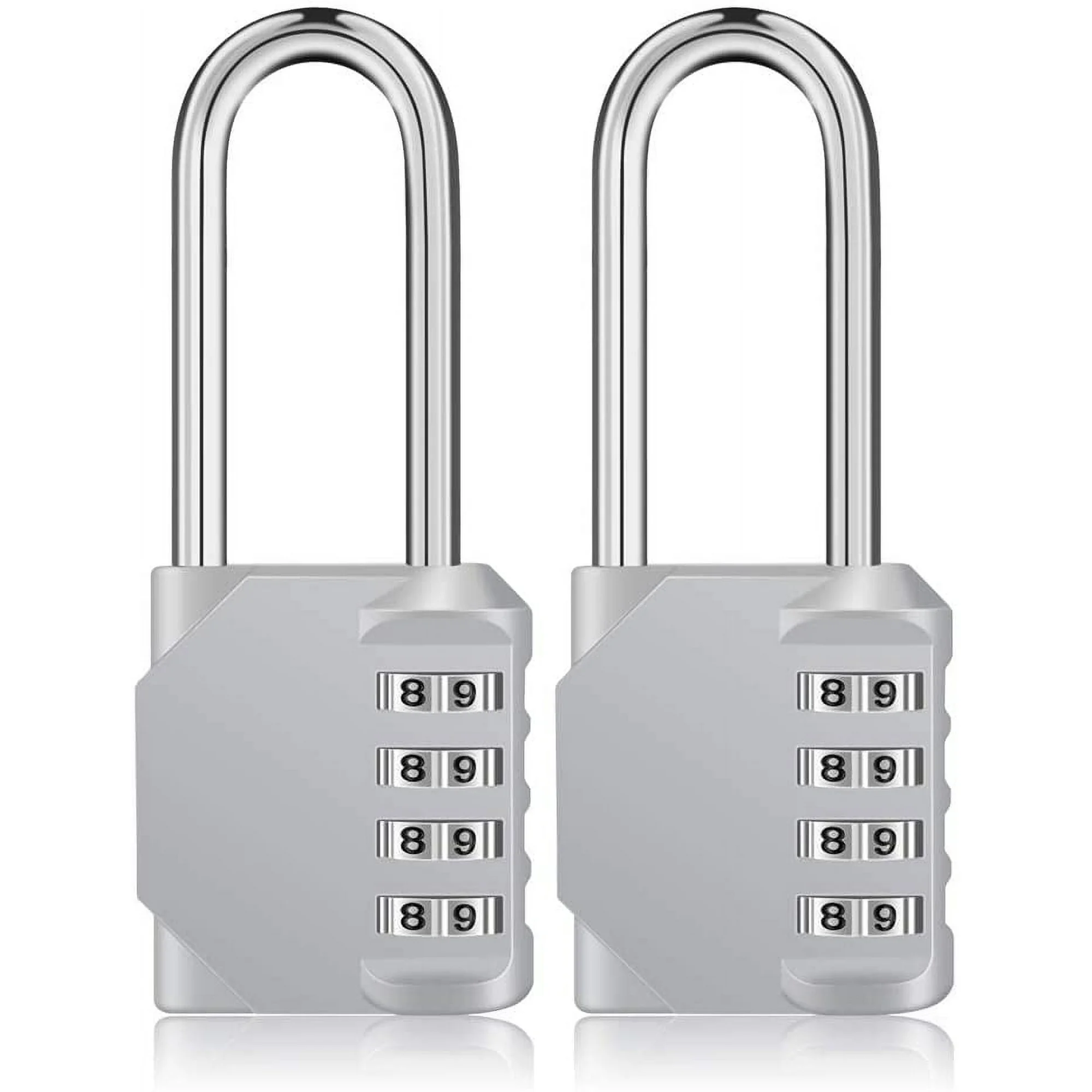 Rirool Pack of 2 Long Shackle Padlocks - Weatherproof Resettable 4 ...